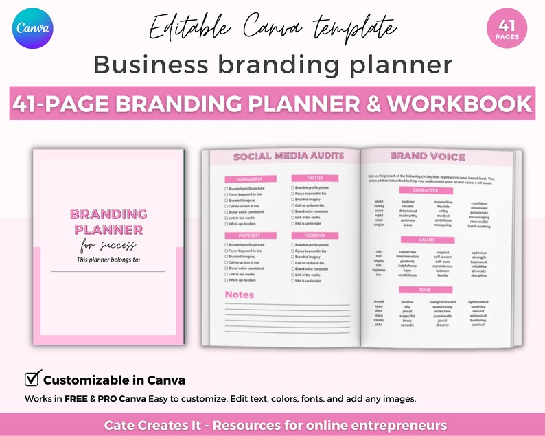 Brand Planner and Workbook Canva Brand Planner Editable - Etsy