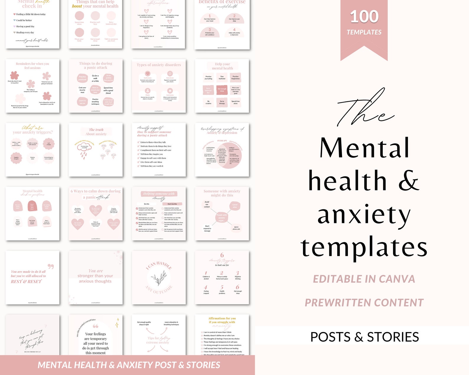 Mental Health Anxiety Post Templates Anxiety Templates - Etsy