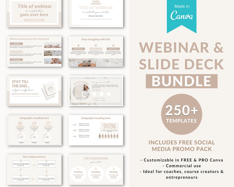 Webinar Slide Deck Template Canva Canva Course Creator Slide - Etsy