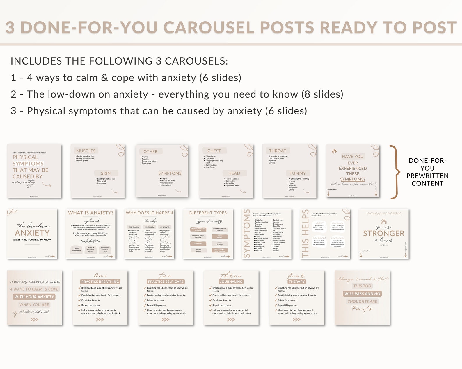 Mental Health Anxiety Post Templates Anxiety Templates - Etsy