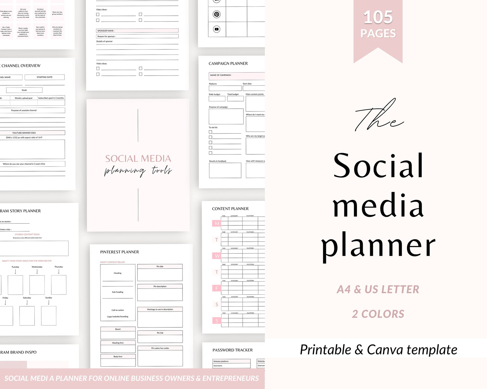 Social Media Planner Printable Social Media Planner Social - Etsy