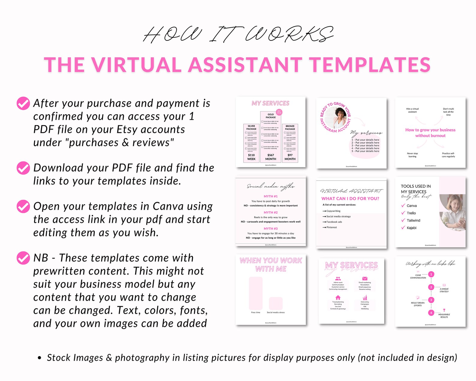 Virtual Assistant Instagram Instagram Templates Virtual | Etsy