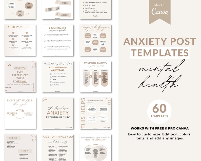 Mental Health Anxiety Post Templates Anxiety Templates - Etsy
