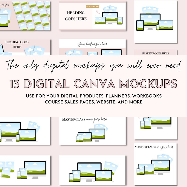 Canva Course Mockup Template, Digital Product Mockup, Course Creator ...