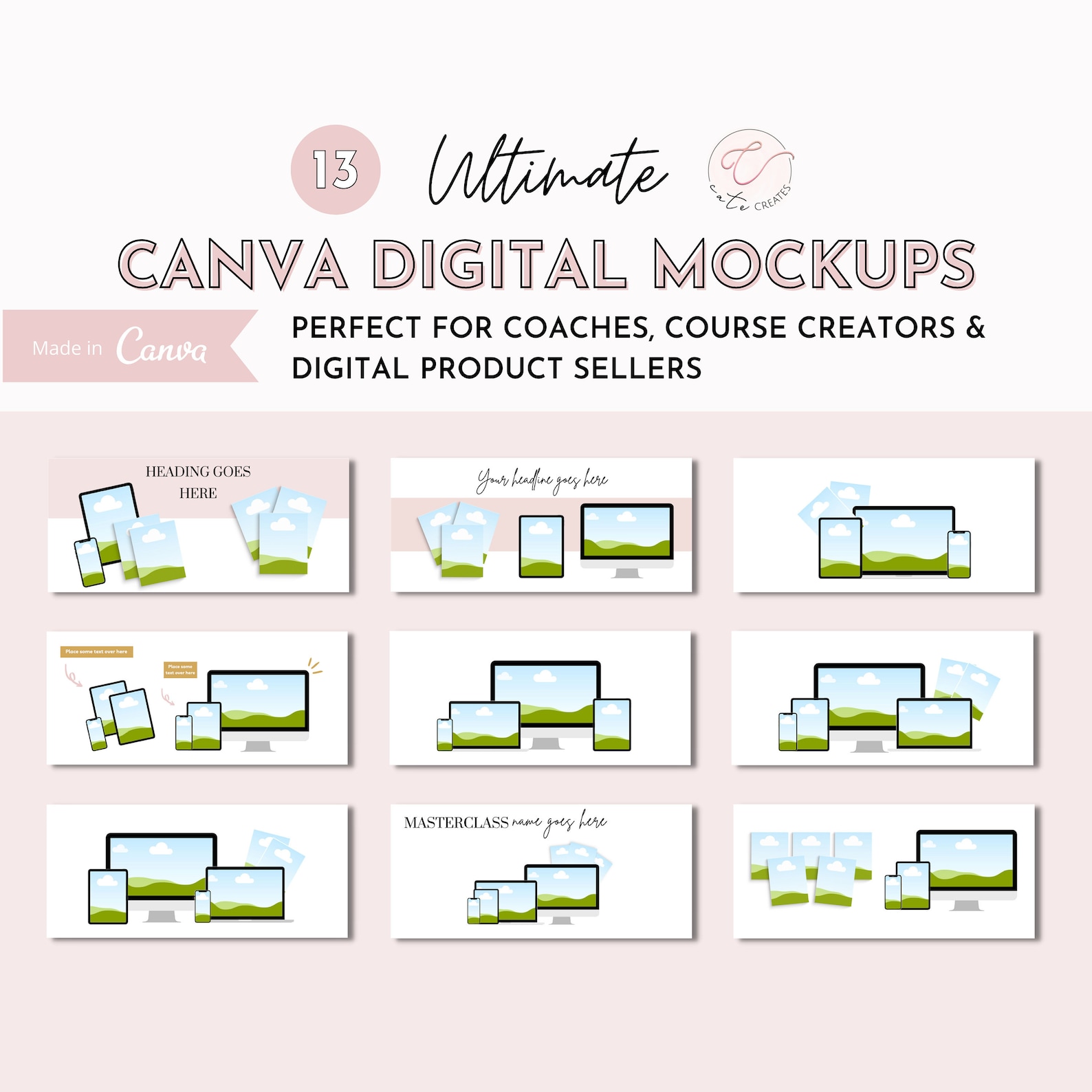 Canva Course Mockup Template, Digital Product Mockup, Course Creator ...