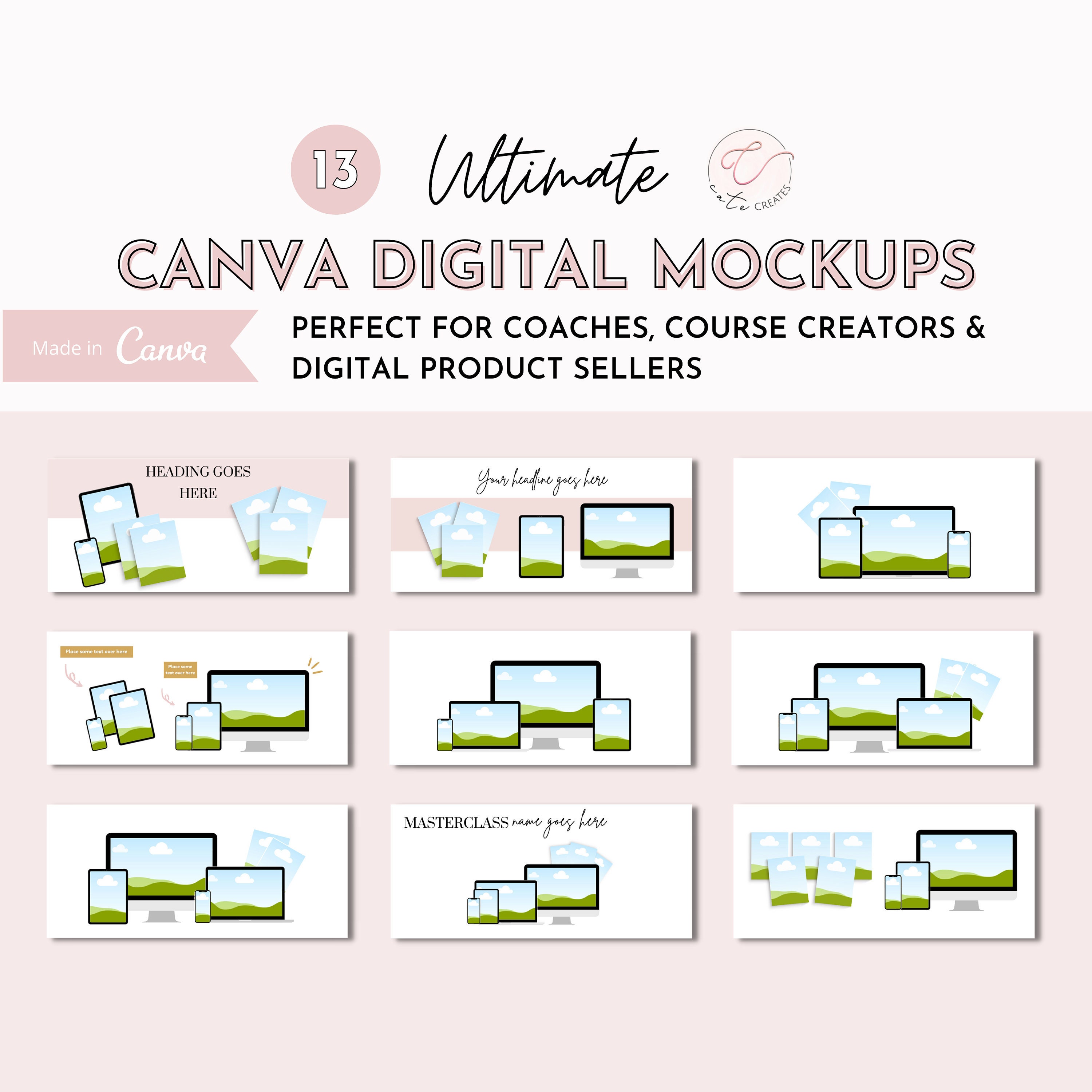 Canva Course Mockup Template Digital Product Mockup Course - Etsy UK
