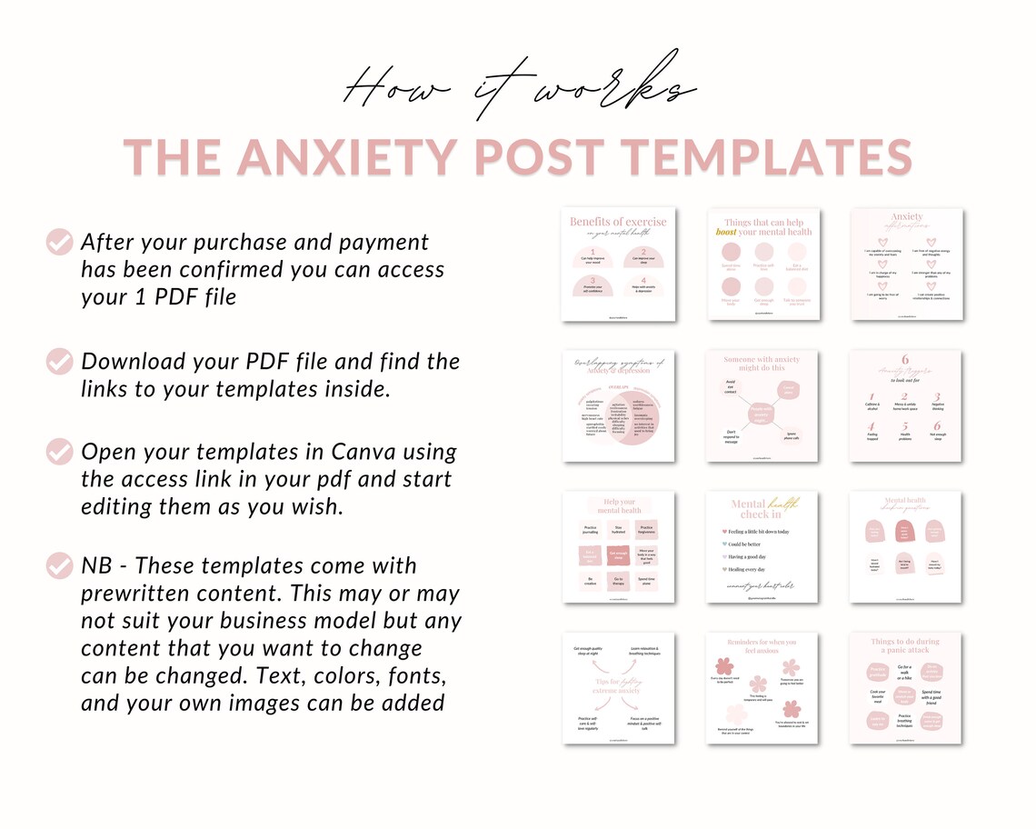 Mental Health Anxiety Post Templates Anxiety Templates - Etsy