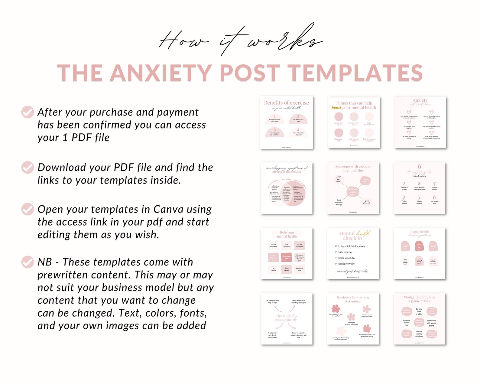 Mental Health Anxiety Post Templates Anxiety Templates - Etsy