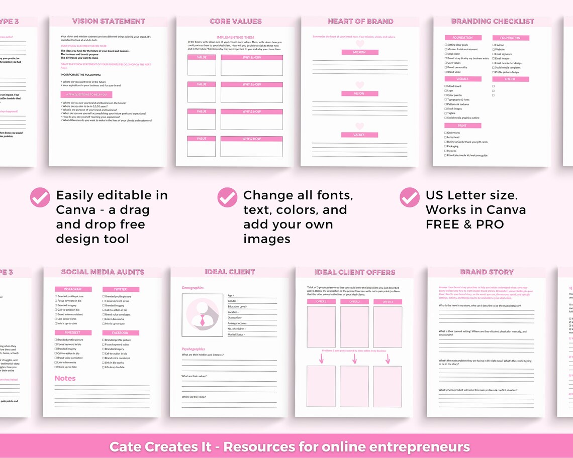 Brand Planner and Workbook Canva Brand Planner Editable - Etsy