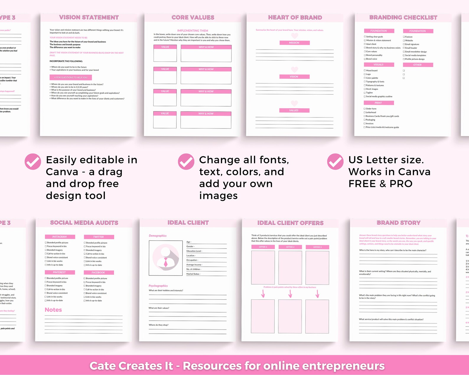 Brand Planner and Workbook, Canva Brand Planner, Editable Brand Planner ...