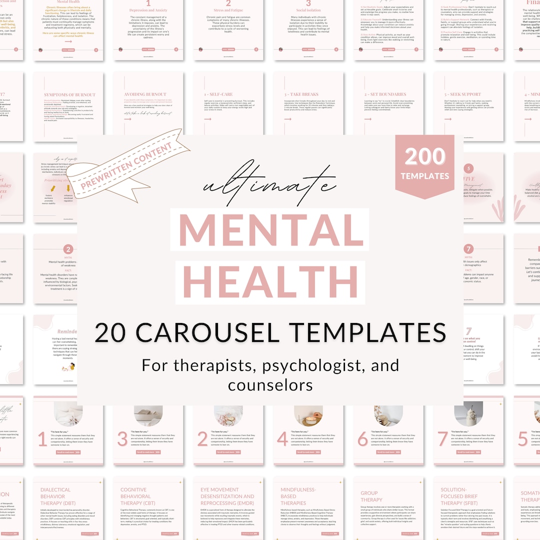 Mental Health Carousel Templates, Mental Health Templates, Therapist ...