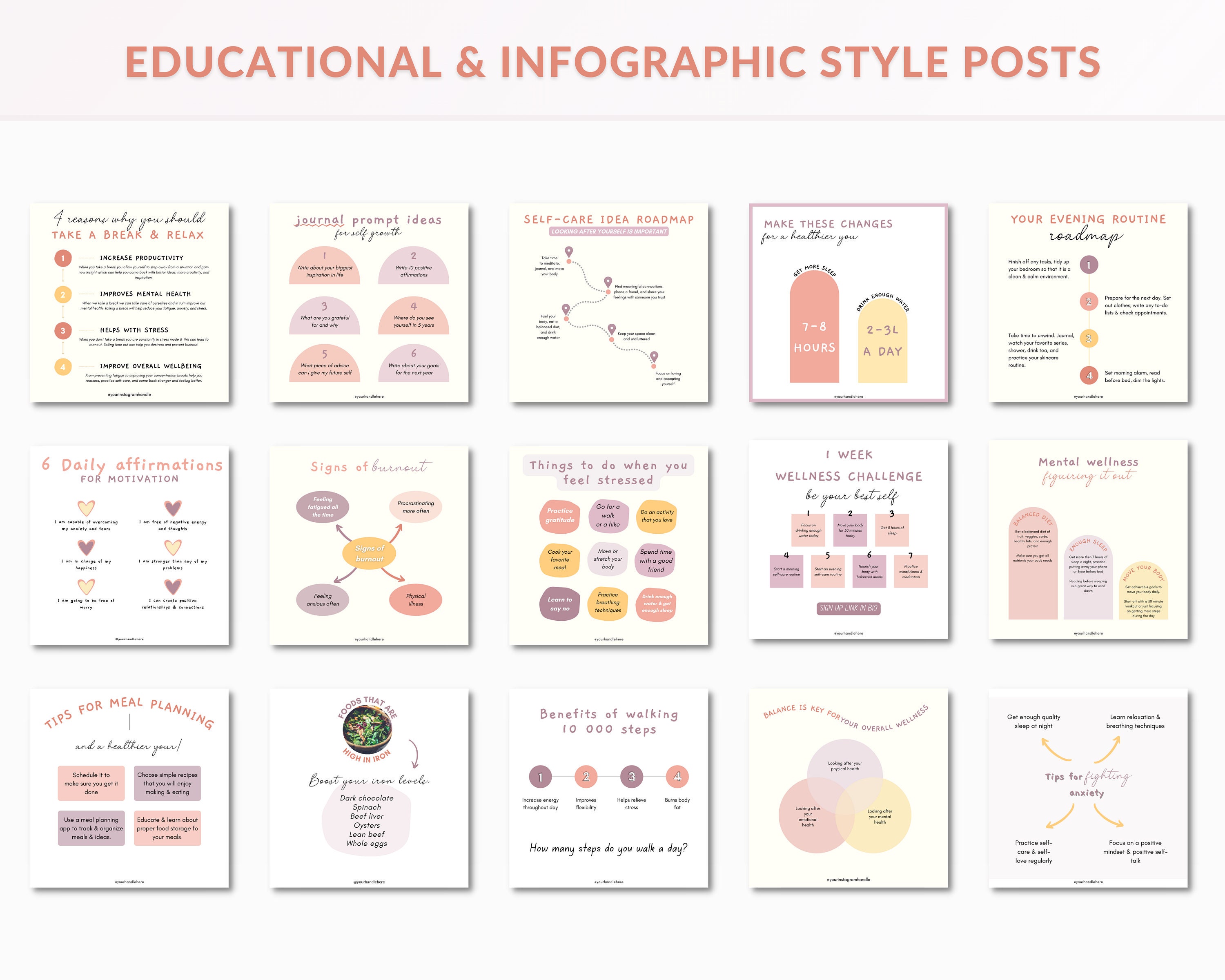 Wellness Coach Templates, Wellness Instagram Post Templates, Instagram ...