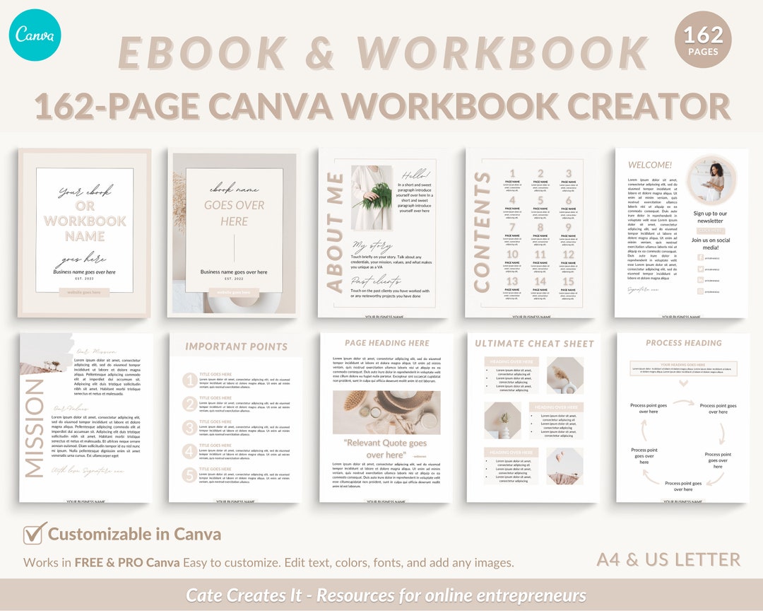 Canva Ebook Template, Editable Workbook Template, Lead Magnet, Course ...