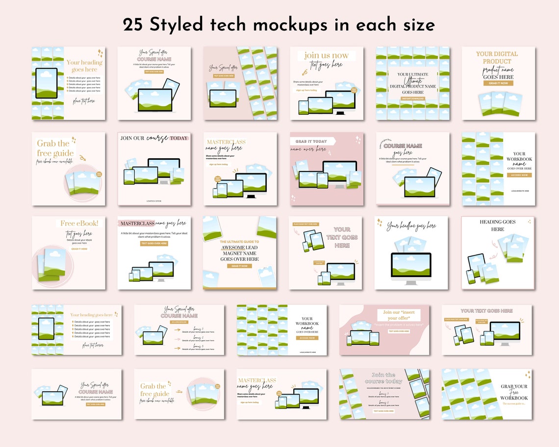 Canva Course Mockup Template, Digital Product Mockup, Course Creator ...