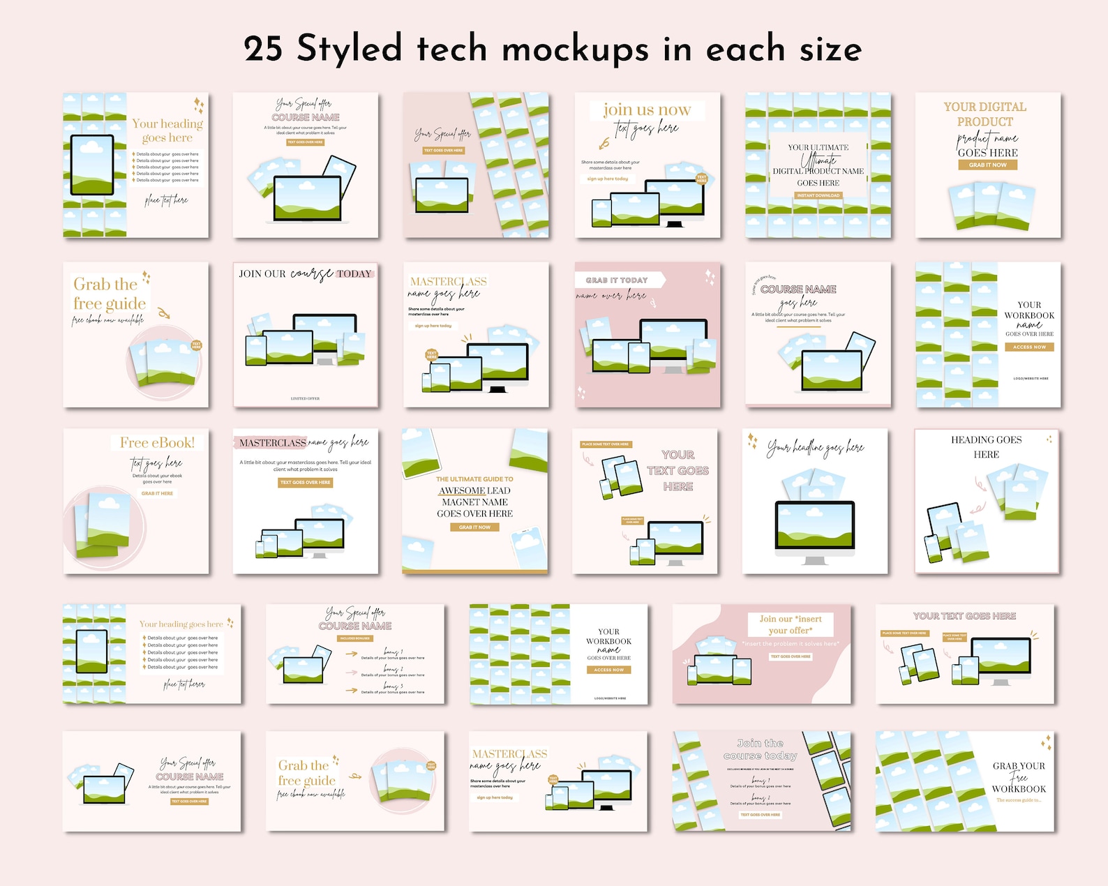 Canva Course Mockup Template, Digital Product Mockup, Course Creator ...