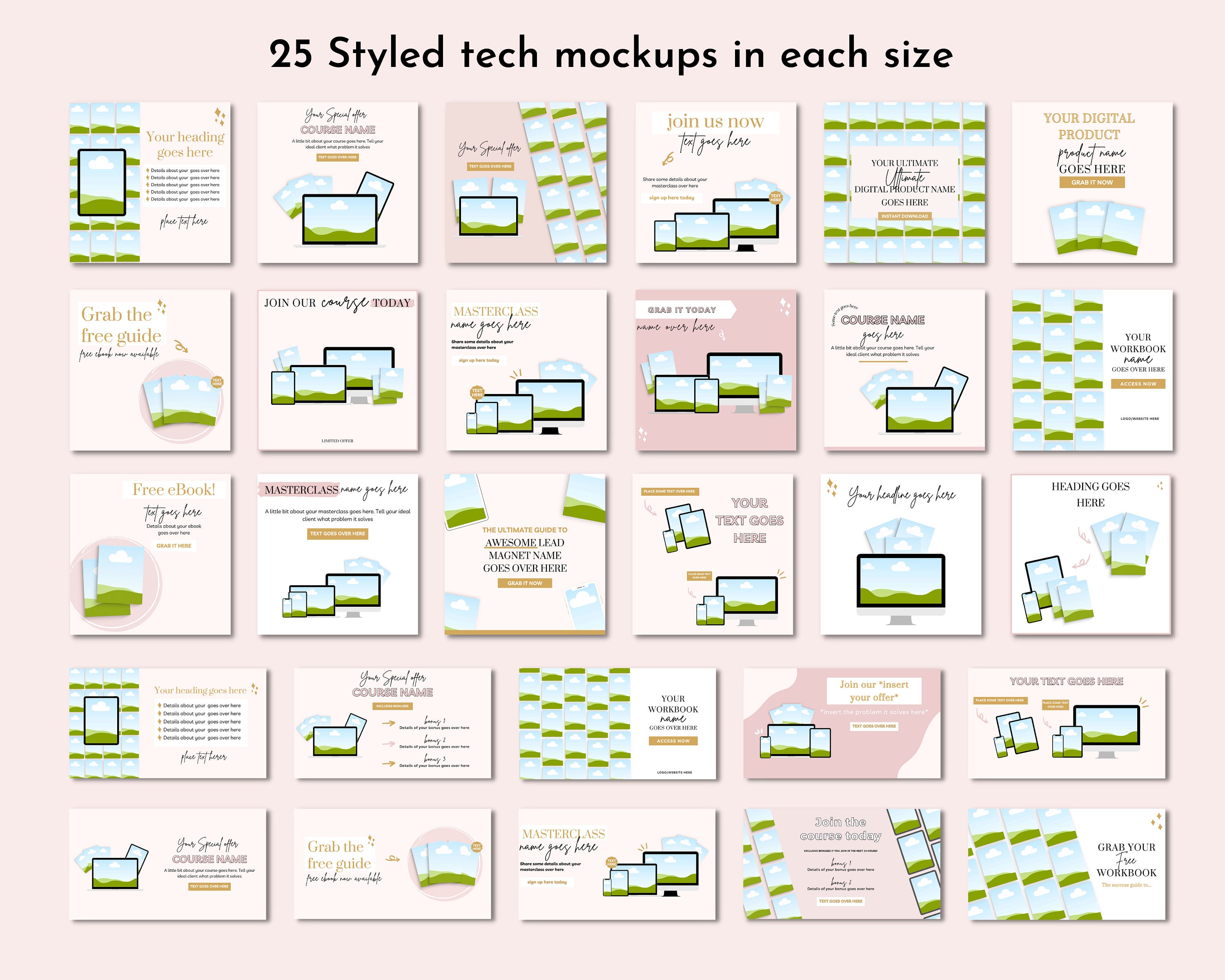 Canva Course Mockup Template, Digital Product Mockup, Course Creator ...