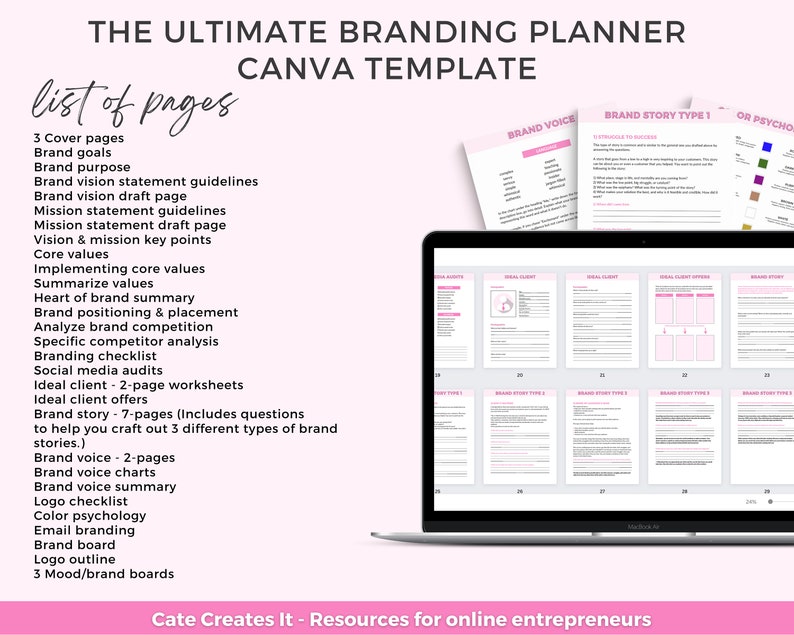 Brand Planner and Workbook, Canva Brand Planner, Editable Brand Planner ...