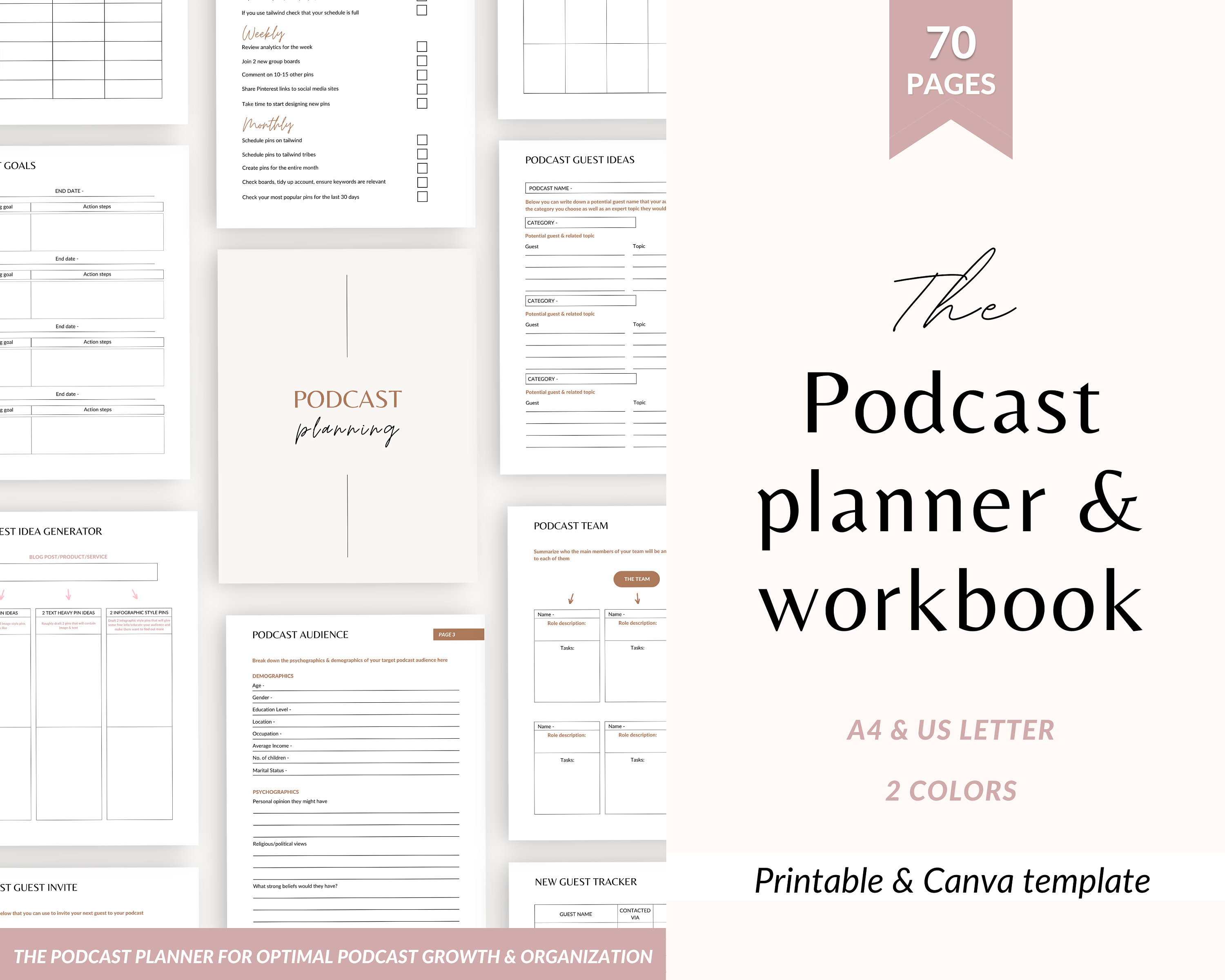 Podcast Planner Canva Template, Printable Podcast Organizer (PDF) - Etsy