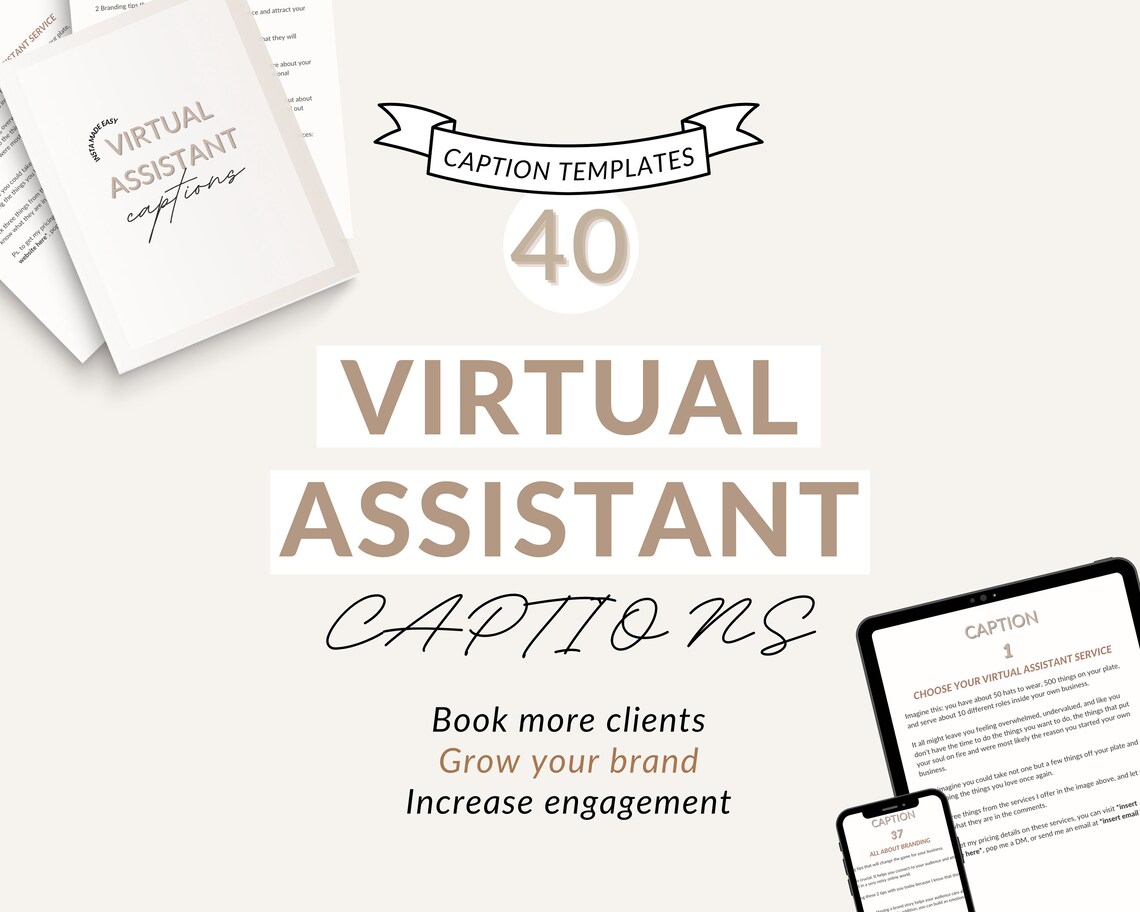 Virtual Assistant Captions 40 Captions VA Content Ideas - Etsy