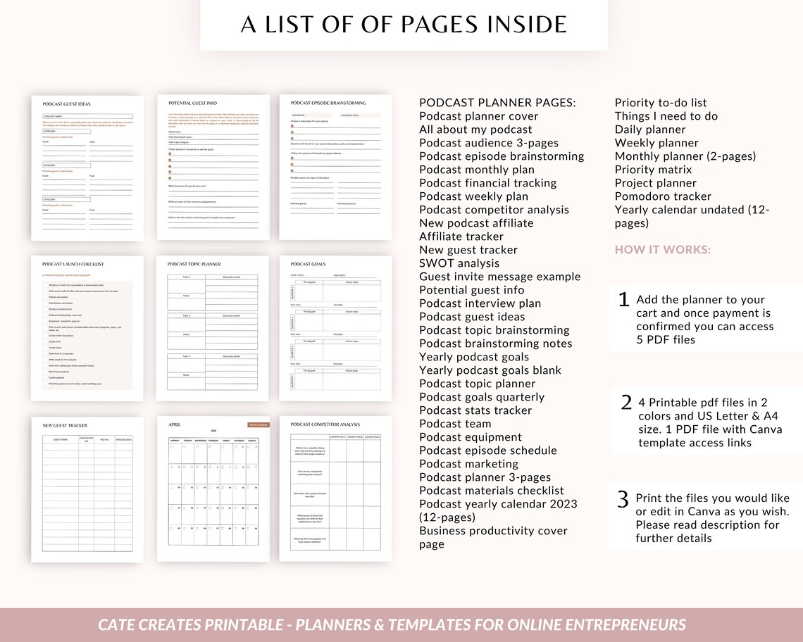 Podcast Planner Podcast Planning Printable Podcast Planner - Etsy