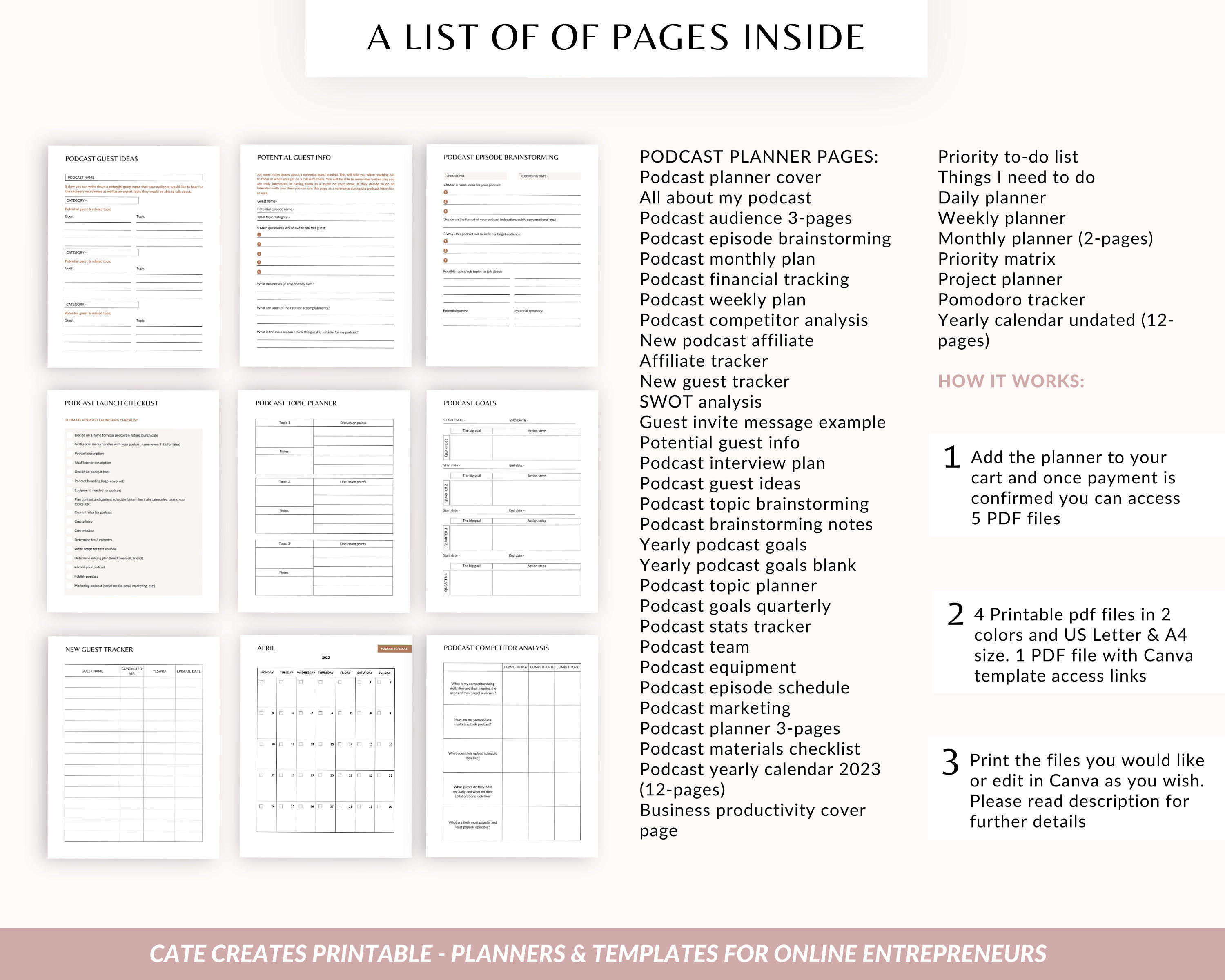 Podcast Planner Canva Template, Printable Podcast Organizer (PDF) - Etsy