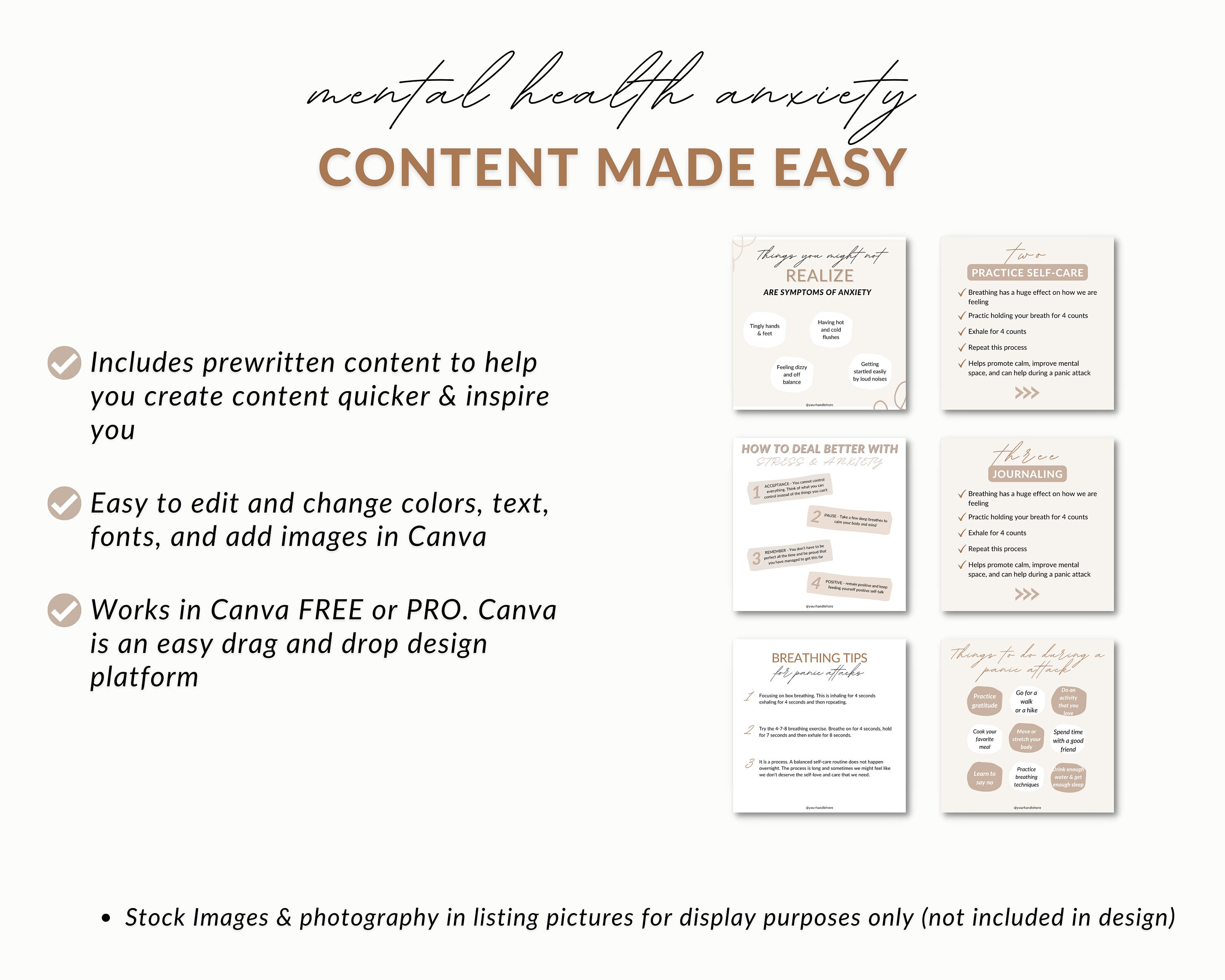 Mental Health Anxiety Post Templates, Anxiety Templates, Mental Health ...