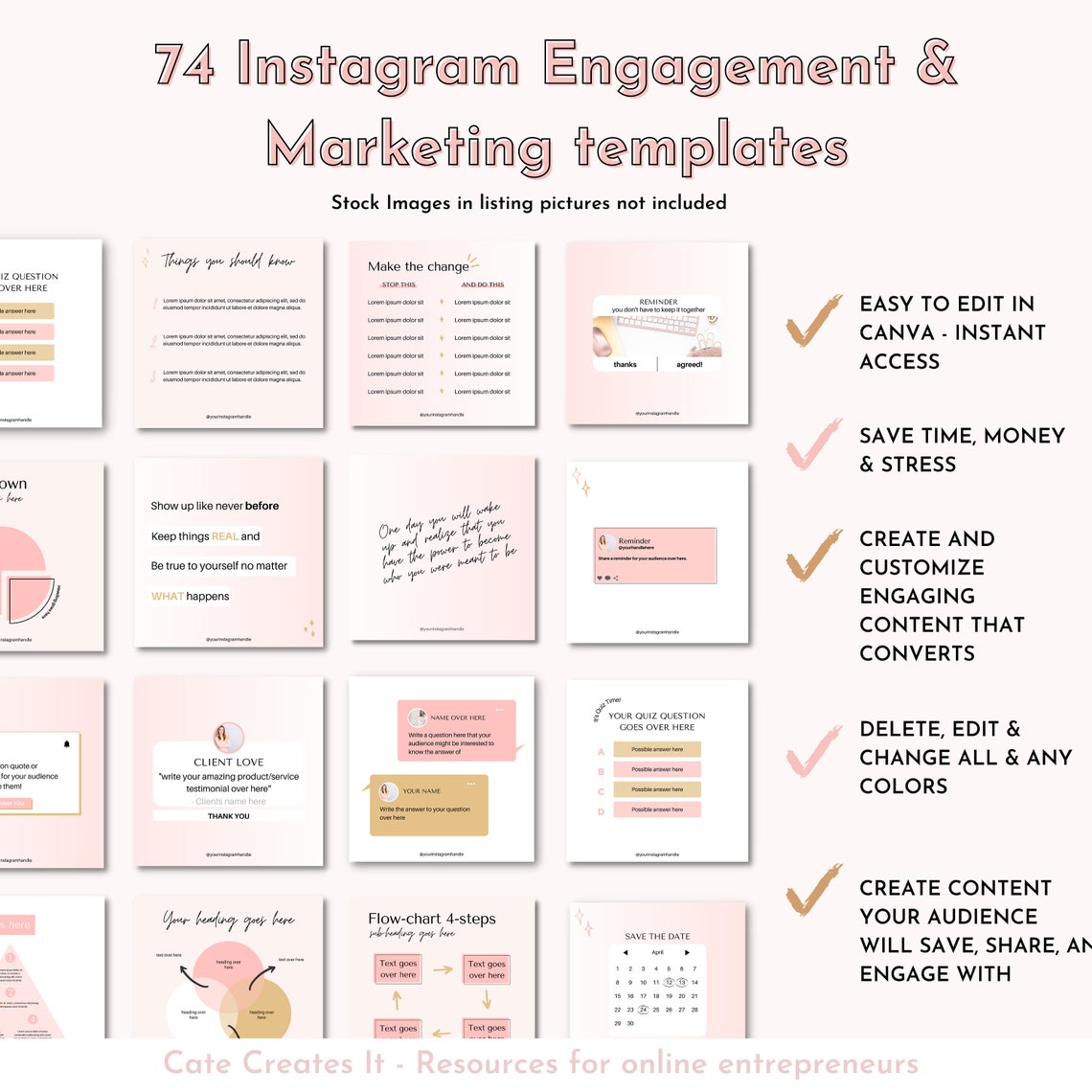 Instagram templates Canva Social media Canva templates | Etsy