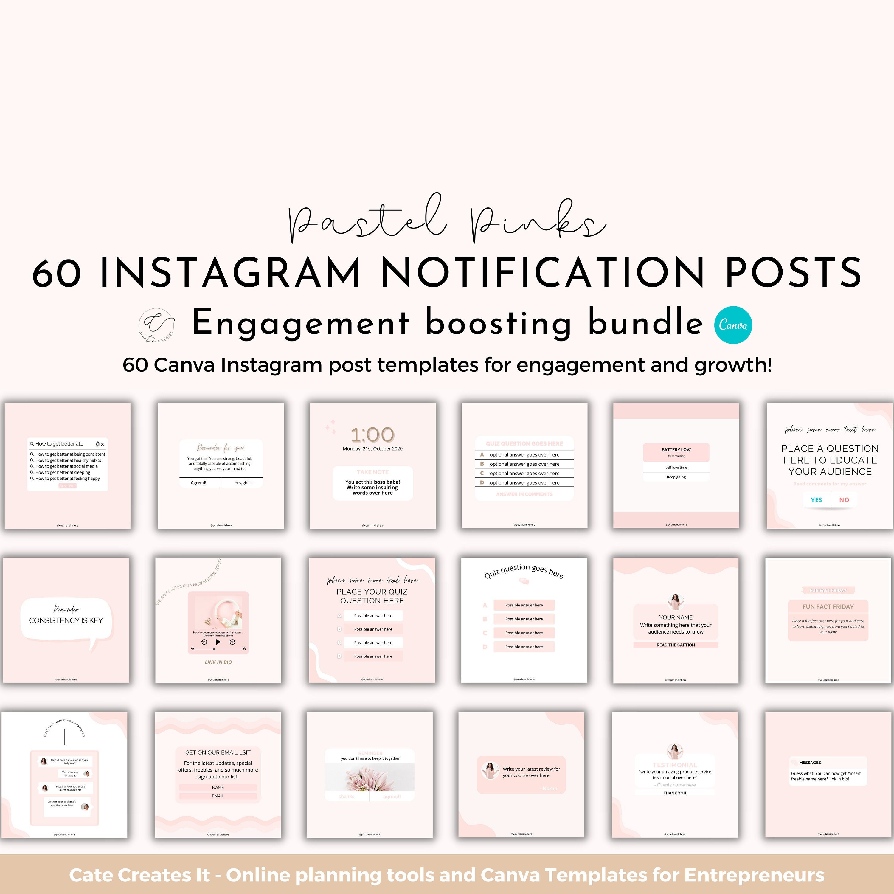 60 Instagram Post Templates, Instagram Notification Posts, Engagement ...