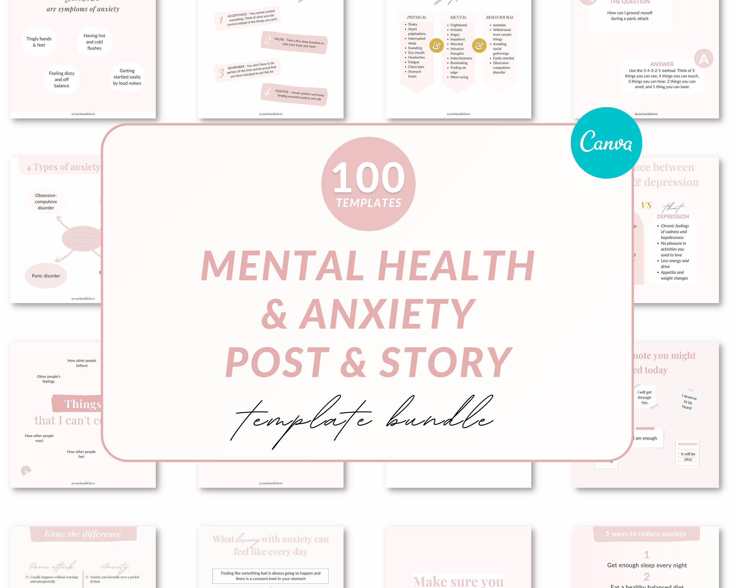 Mental Health Anxiety Post Templates Anxiety Templates - Etsy