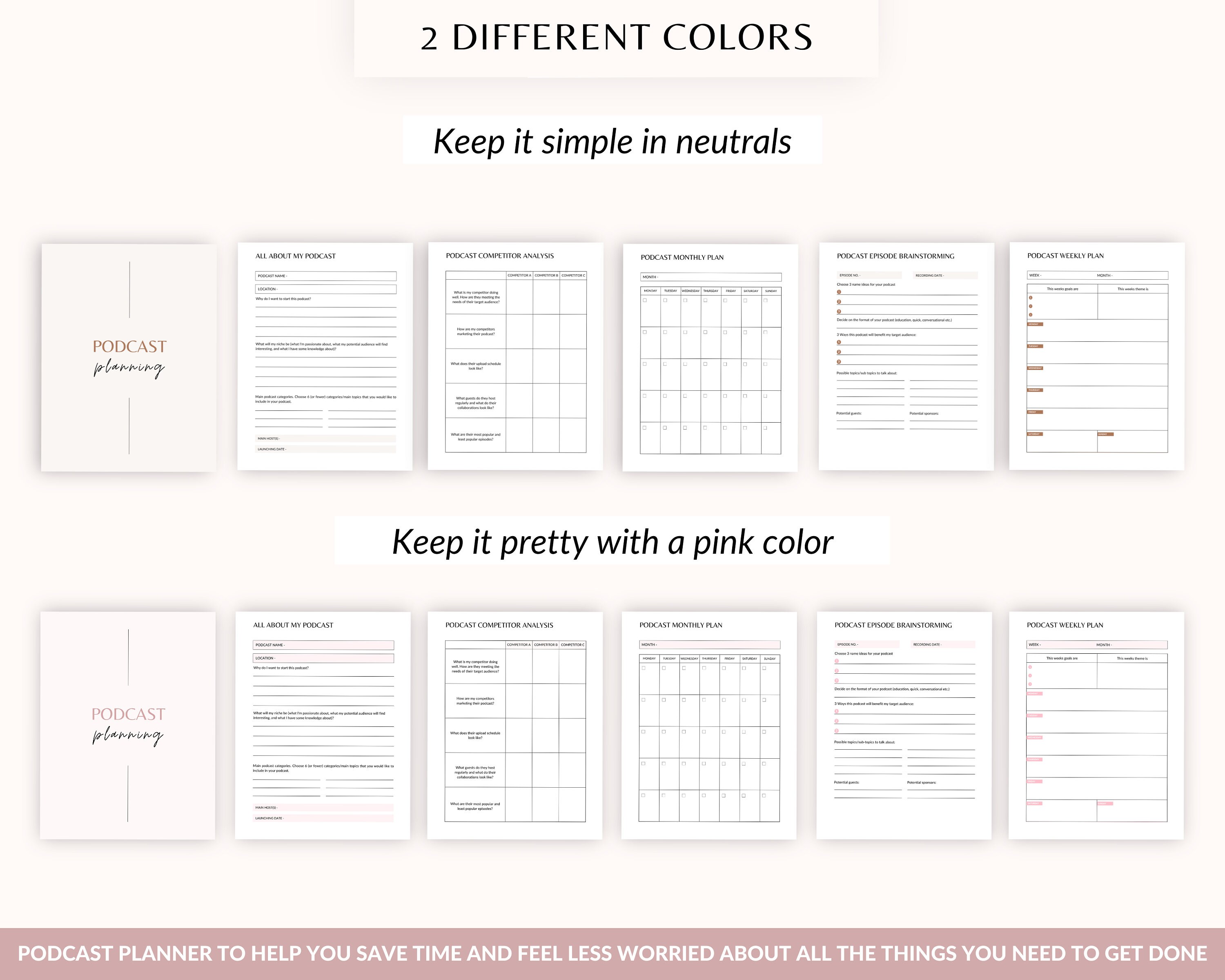 Podcast Planner Canva Template, Printable Podcast Organizer (PDF) - Etsy