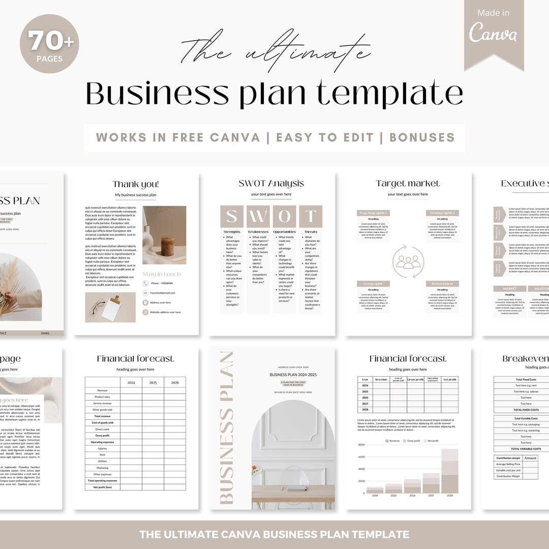 Small Business Plan Template, Business Plan Template Printable, Start ...