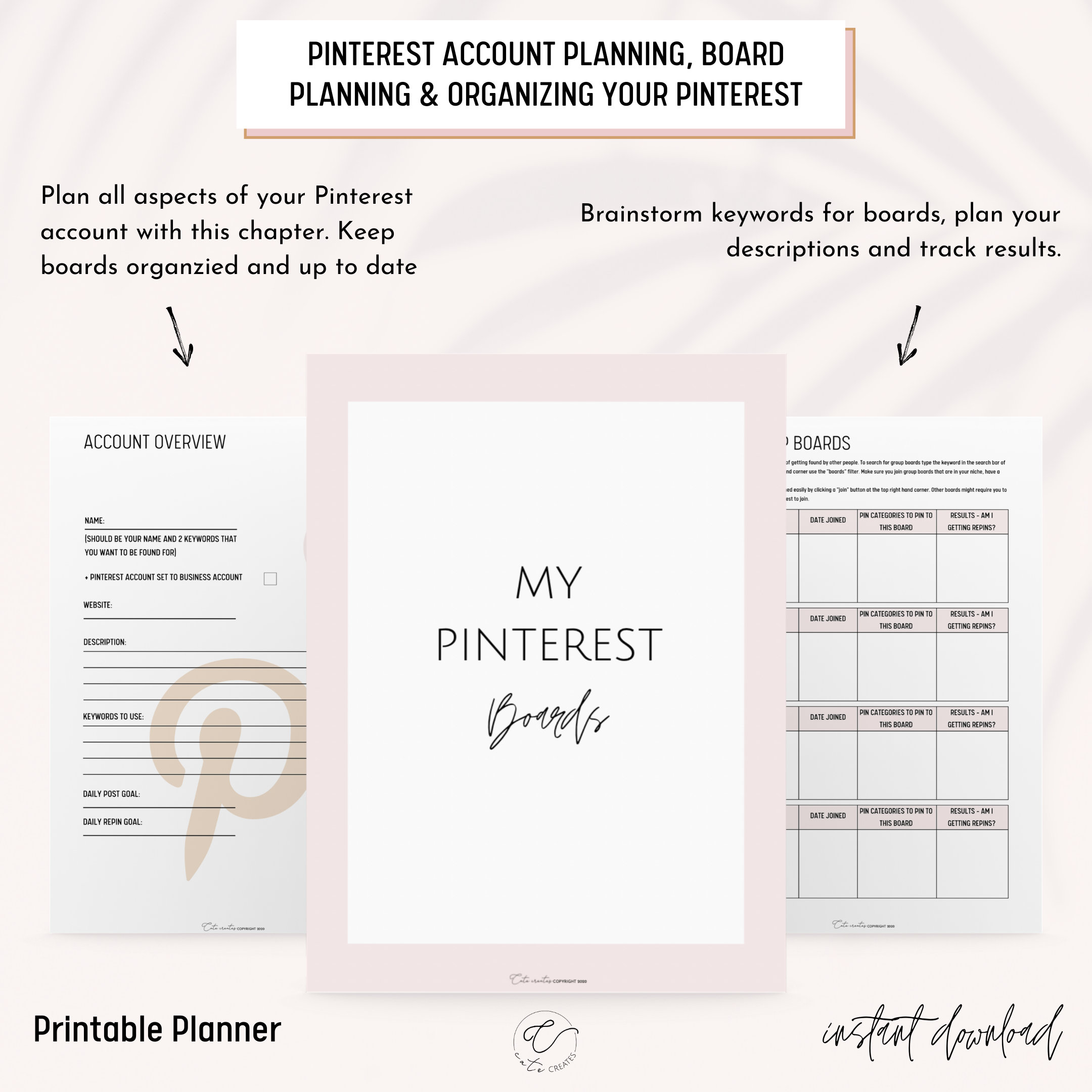 Pinterest Planner Pinterest Strategy Planner Social Media | Etsy