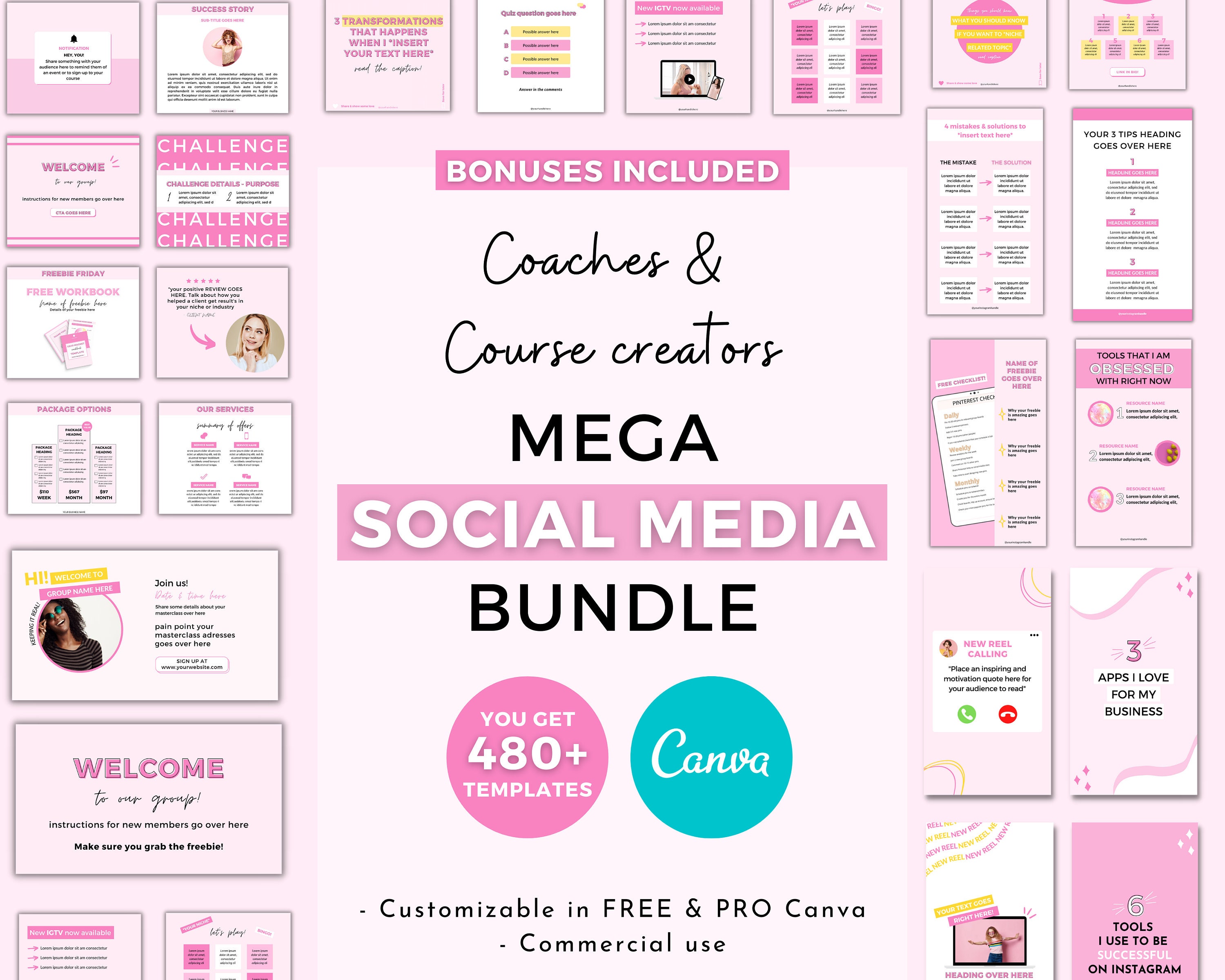 Social Media Bundle Canva Instagram Post Template Canva | Etsy