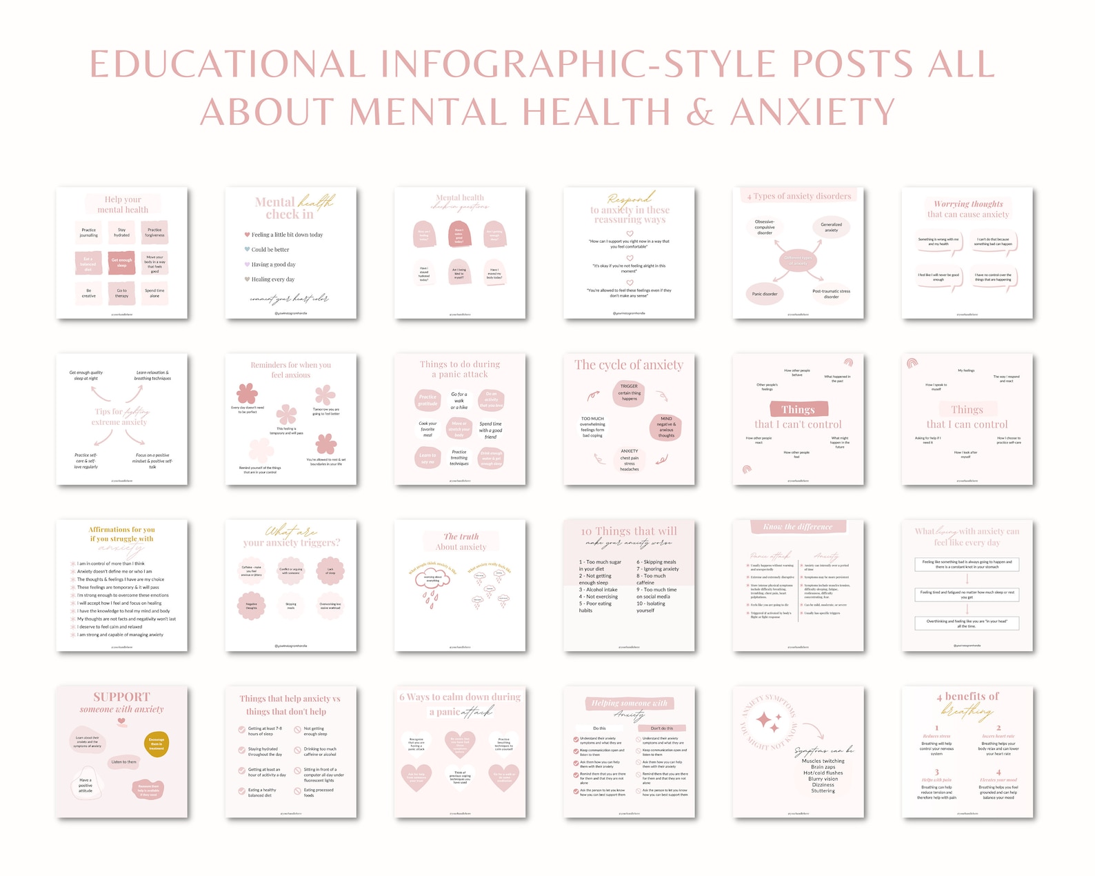 Mental Health Anxiety Post Templates Anxiety Templates - Etsy