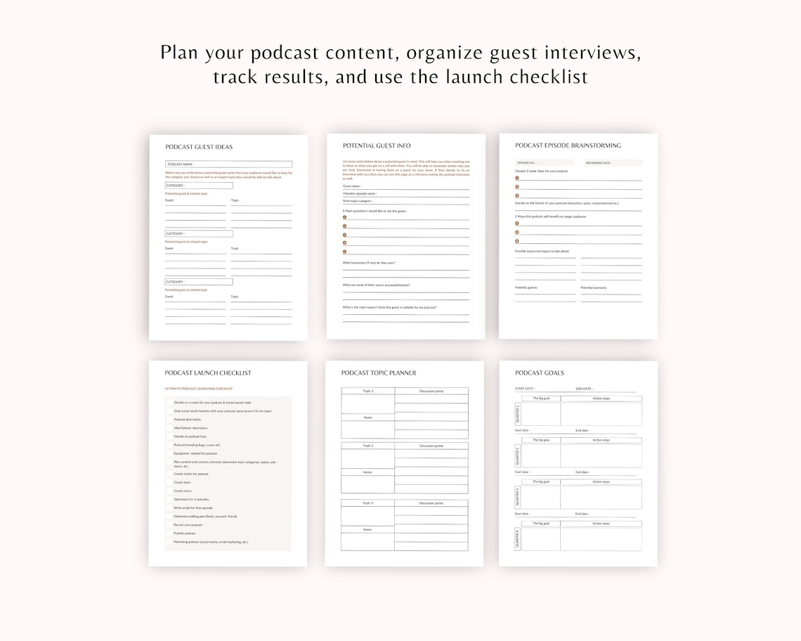 Podcast Planner Podcast Planning Printable Podcast Planner - Etsy