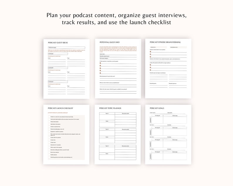 Podcast Planner, Podcast Planning, Printable Podcast Planner, Editable ...
