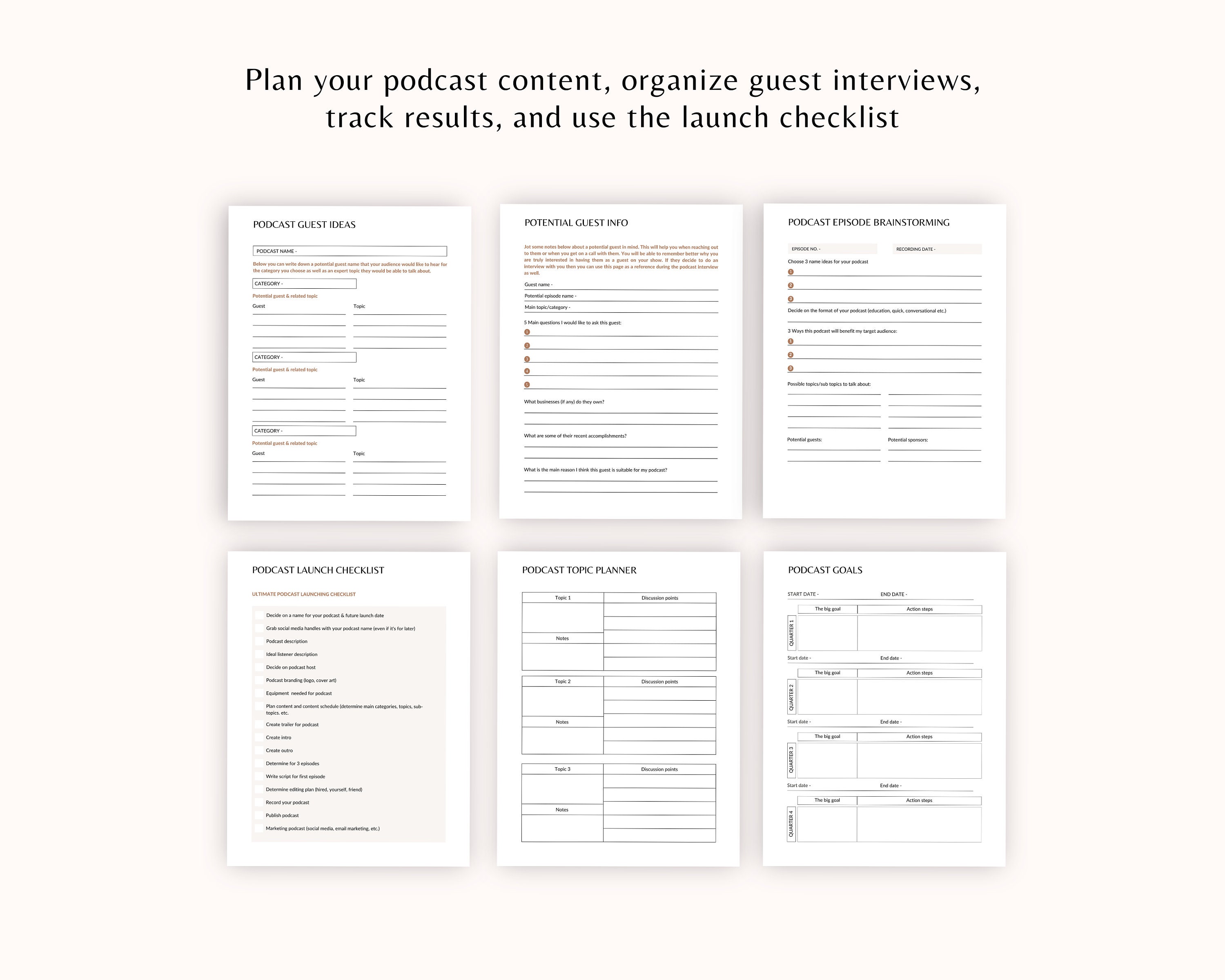 Podcast Planner Podcast Planning Printable Podcast Planner - Etsy