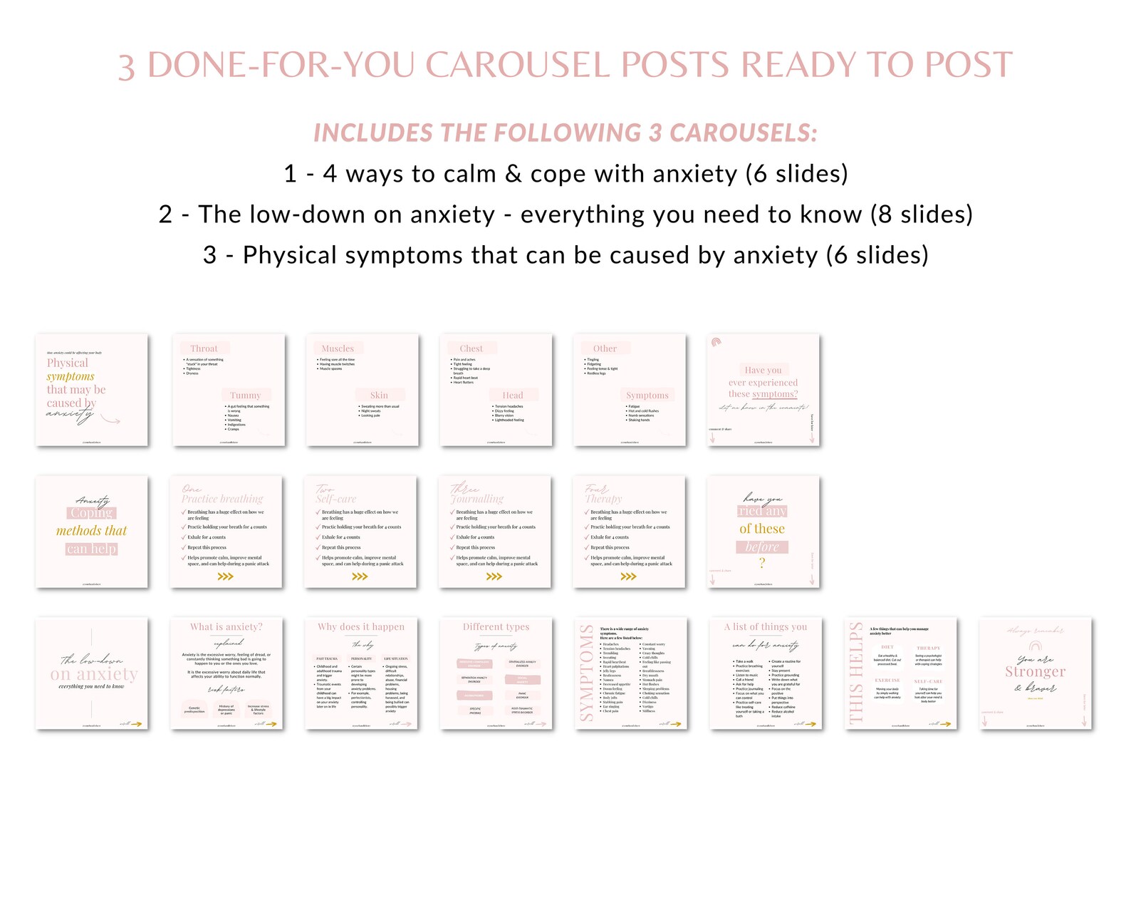 Mental Health Anxiety Post Templates Anxiety Templates - Etsy