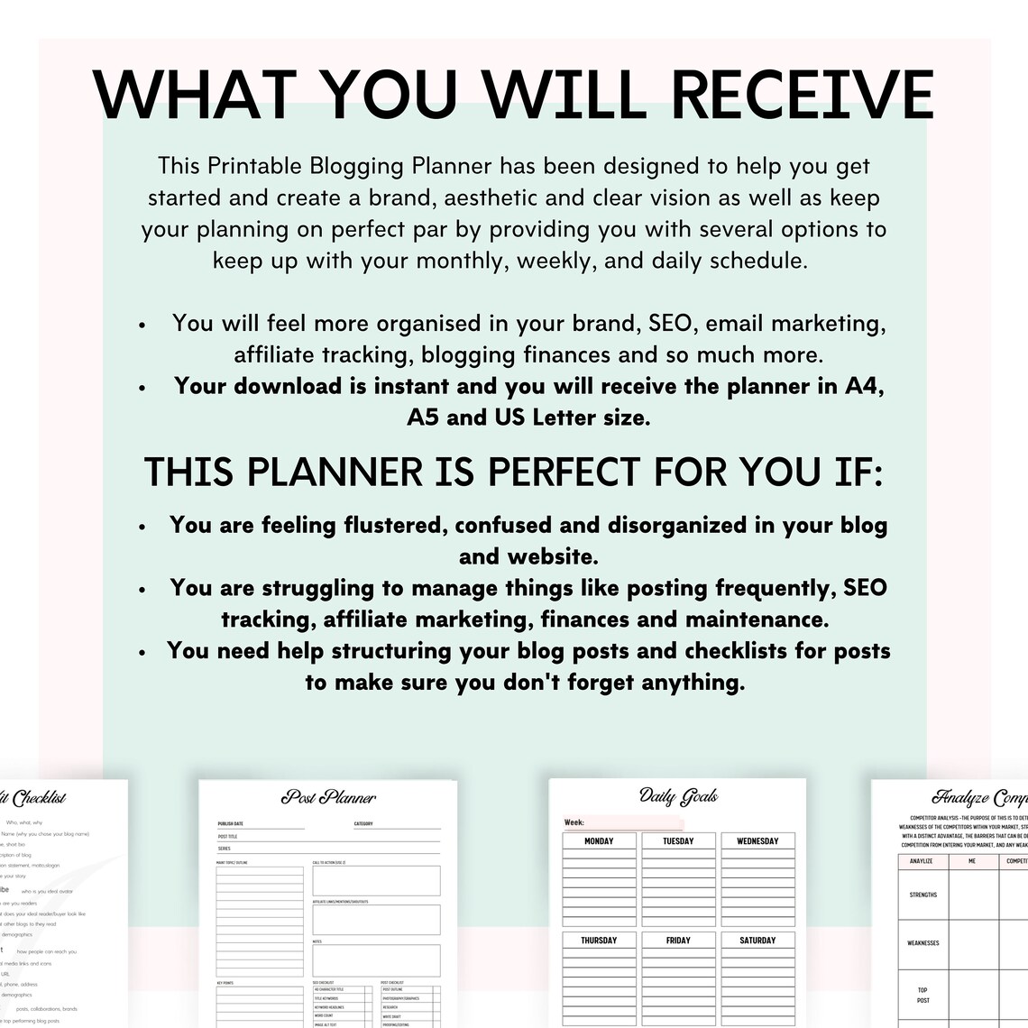 Printable Blog Workbook Blog Planner Blog Post Planner | Etsy