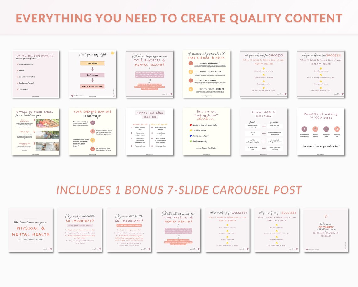 Wellness Coach Templates, Wellness Instagram Post Templates, Instagram ...