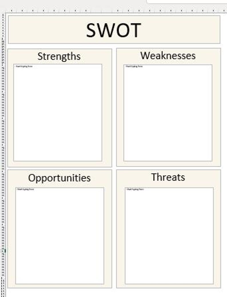 SWOT Analysis Template Excel | Business Strategy Planner | Competitor ...