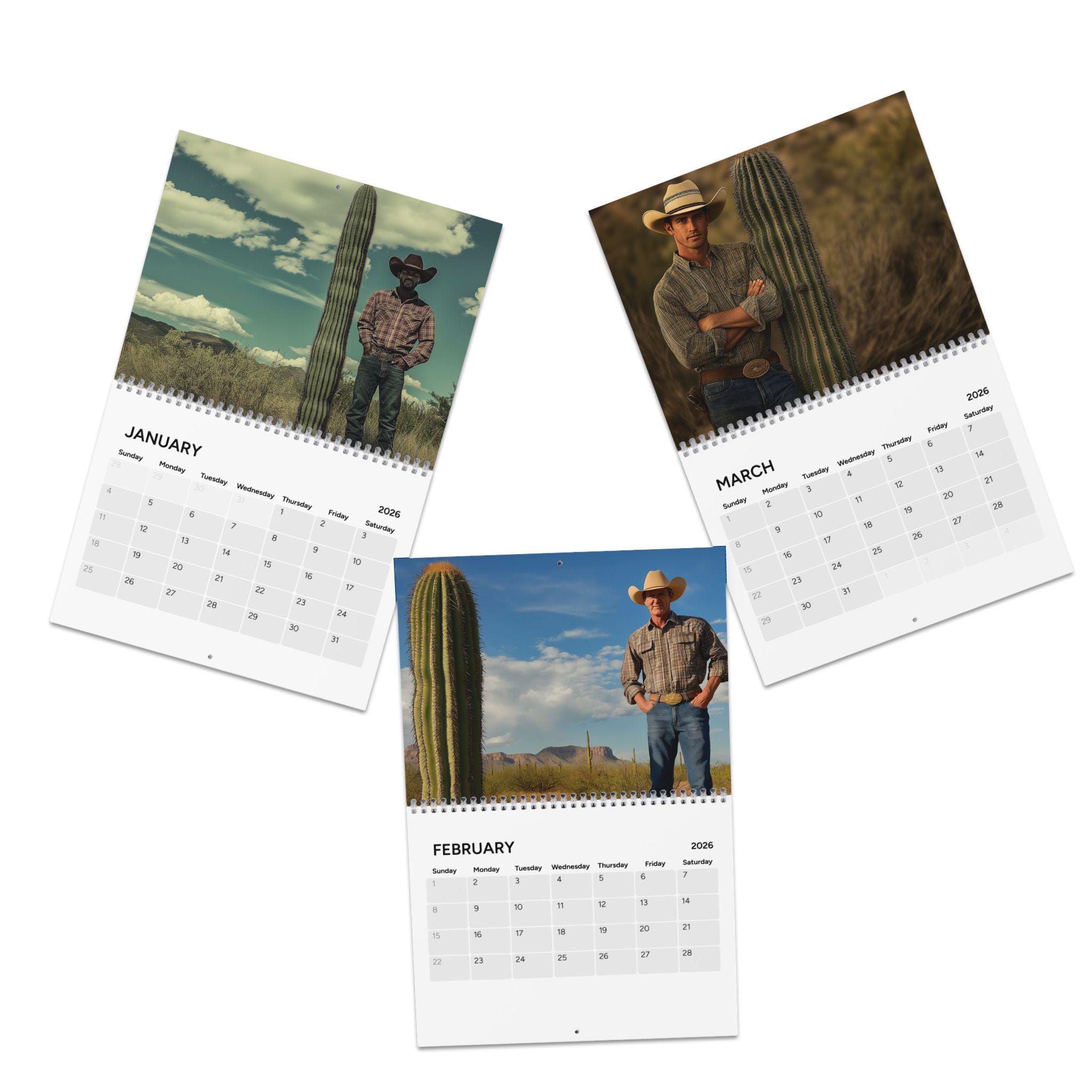 Funny Calendar 2026 | Cowboys and Cactus| White Elephant Gifts for ...