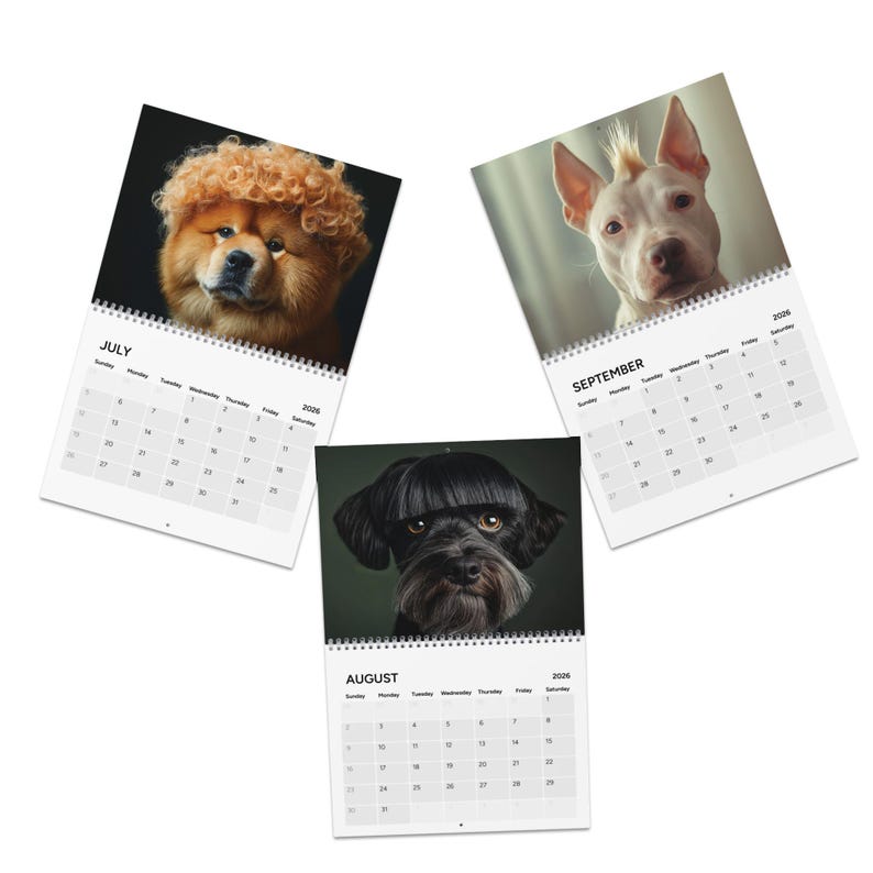 Funny Calendar 2026 | Dogs With Hairstyles | White Elephant Gifts for ...