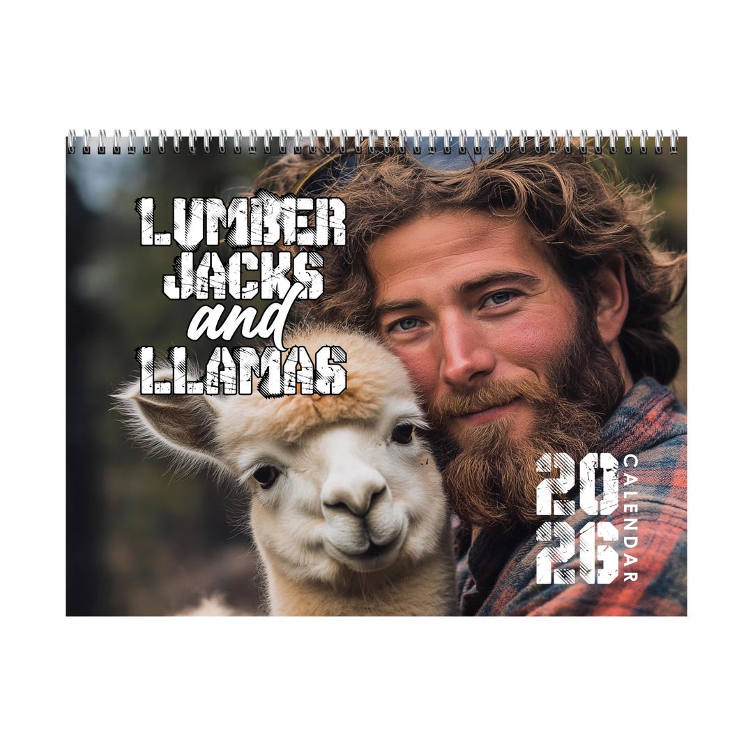 Lumberjacks and Llamas Funny Wall Calendar 2026, White Elephant Gift ...
