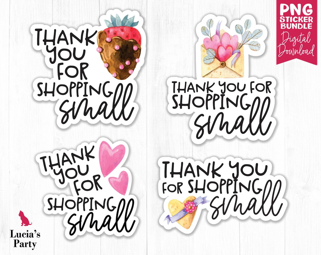 Thank You for Shopping Small PNG, Small Business Stickers Printable ...