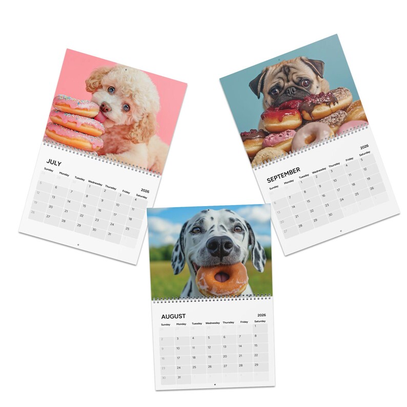 Funny Calendar 2026 | Dogs and Doughnuts | White Elephant Gifts for ...