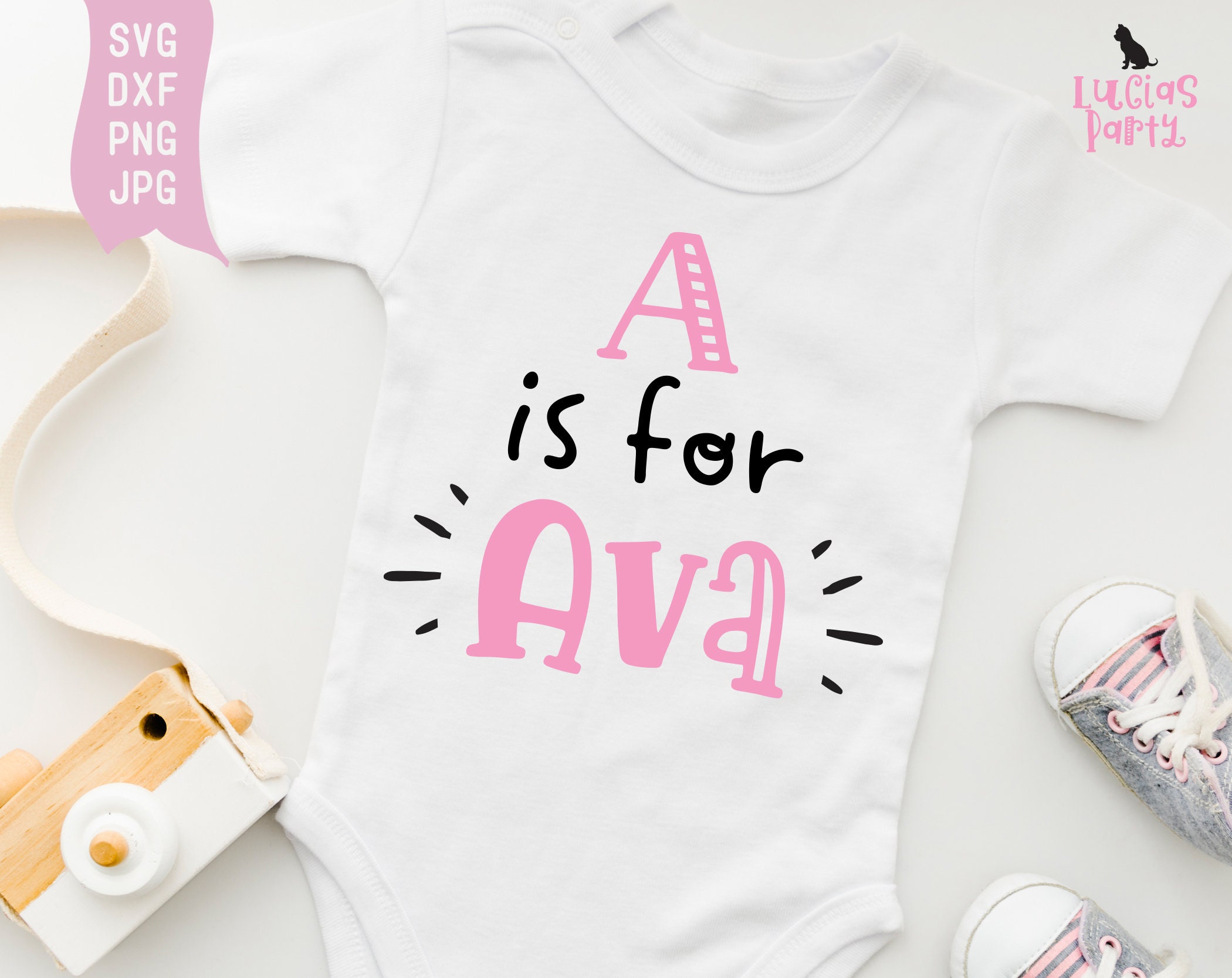 A is for Ava SVG, Baby Name Onesie Svg, Baby Girl Name Svg, Baby Girl ...