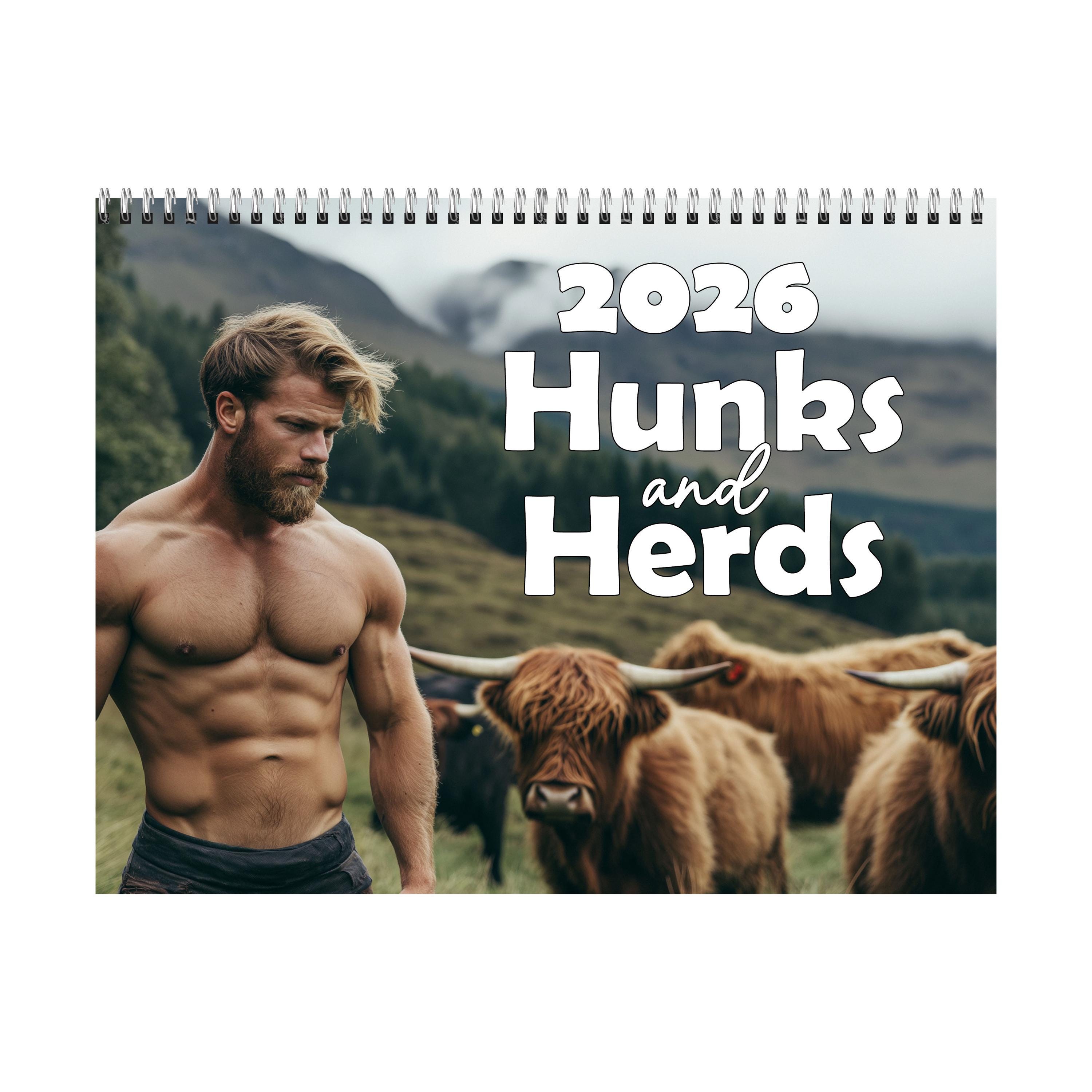 Funny Calendar 2026 | Hunks and Herds | White Elephant Gifts for Adults ...