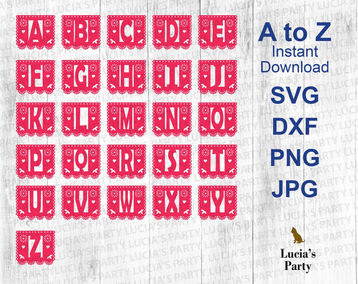 Papel Picado Svg Papel Picado Alphabet, Papel Picado Template, Papel ...