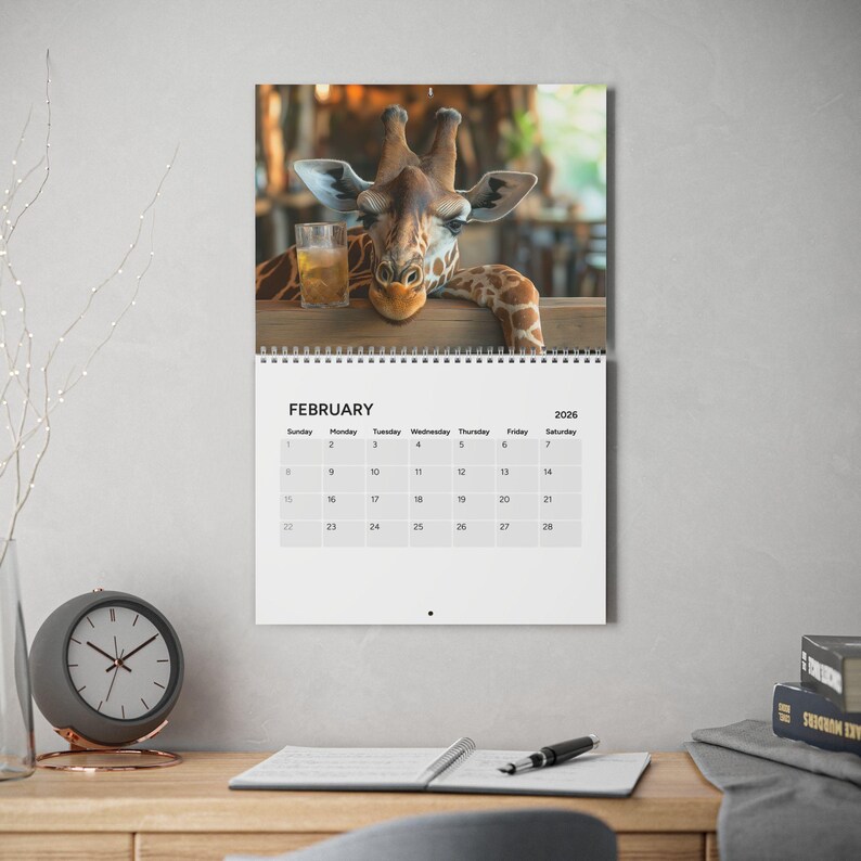 Funny Calendar 2026 Drunk Animals in Bar, Funny Yearly Planner, Animal ...